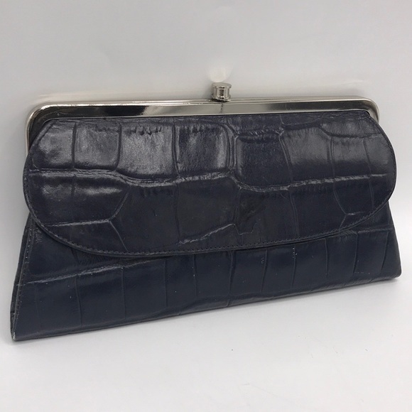 Michael Rome | Bags | Michael Rome Navy Croc Embossed Leather Clutch ...